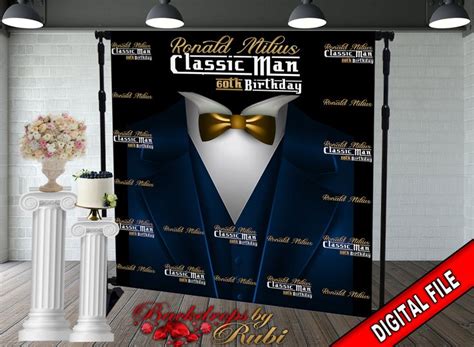 Classic Man Birthday Backdrop Classic Man Step And Repeat Backdrop