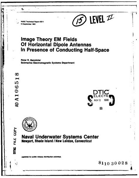 Pdf Image Theory Em Fields Of Horizontal Dipole Antennas In Earth Image Theory Technique Is