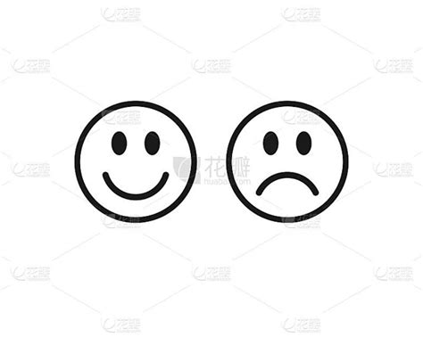 快乐的微笑和悲伤的表情符号。积极和消极情感的象征。喜欢和不喜欢的符号。表情符号的标志。矢量插图形象。素材 花瓣网