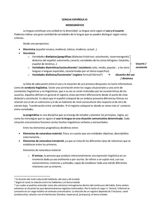 Appunti Per Corso Mmonografico Di Lingua Spagnola Iii Con Falcinelli