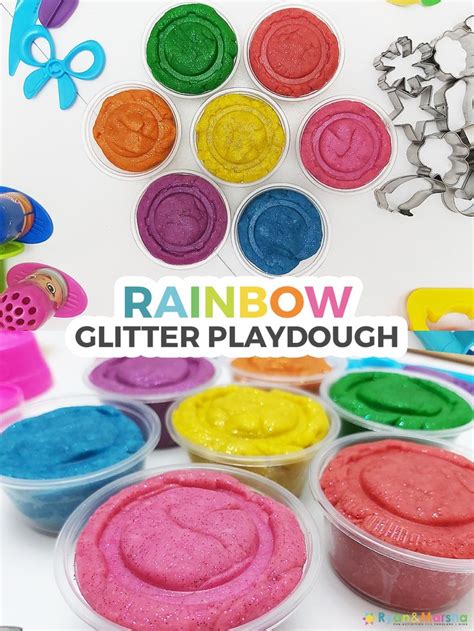 Rainbow Glitter Playdough Recipe Diy Crafts