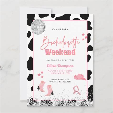 Disco Cowgirl Bachelorette Party Space Cowgirl Invitation Zazzle