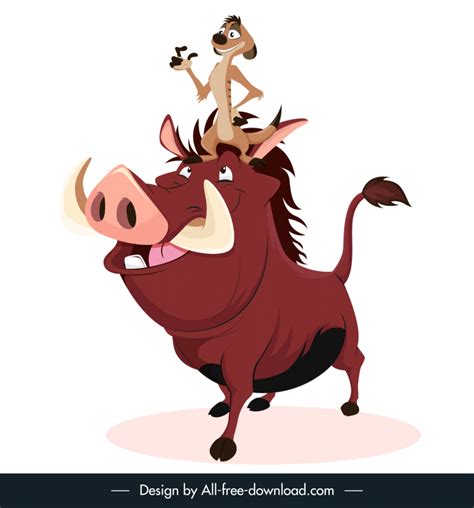Timon And Pumbaa In Lion King Icons Cute Cartoon Sketch Vectors Images