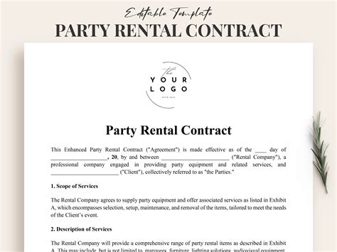 Party Rental Contract Event Rental Agreement Chair Rental Agreement
