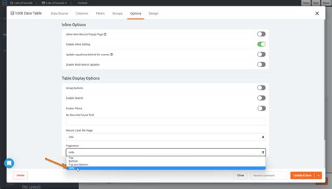 hide number of records on top and or below tables and lists ideas