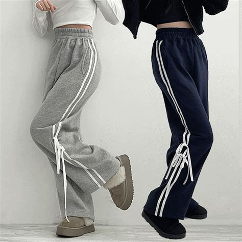 [댄스 단체복]리본 두줄 하이웨스트 와이드 트레이닝 팬츠3color 메종스튜디오 고딩바지 블록코어룩바지 에이블리