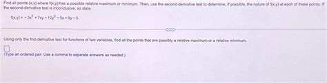 Solved Find All Points Xy Where Fxy Has A Possible