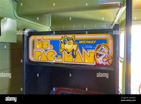 Close Up Of Top Of Classic Ms Pac Man Arcade Game From Midway Sonoma