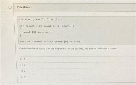solved int count result [5] {0} for count 2 count 0
