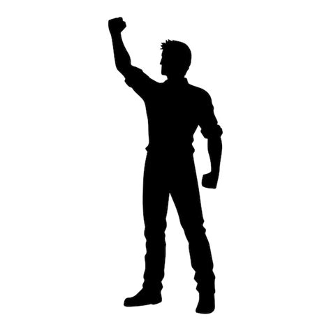 Premium Vector Man With Fist Raised Silhouette Vector Illustration