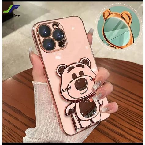 เคส มือถืมือ หมีล็อตโซ่ กระจก ขาตั้ง สำหรับรุ่น Vivo Y28sy03y18 Y100