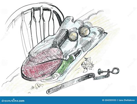 Ping Pong Tennis Rackets Board Game Balls Still Life With Sports Items Black And White