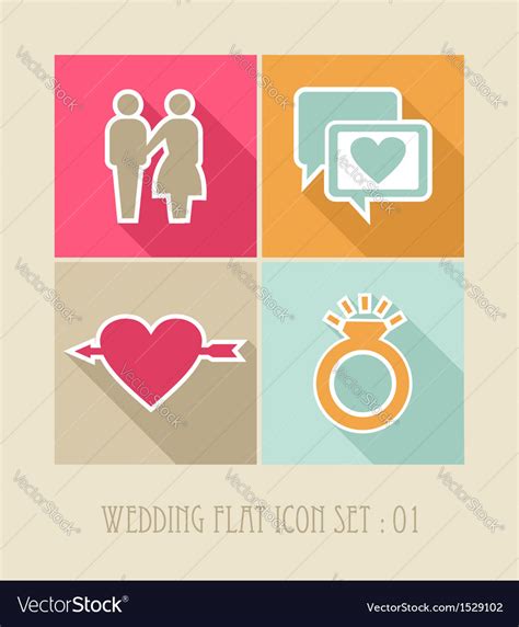Wedding Flat Icon Set Royalty Free Vector Image