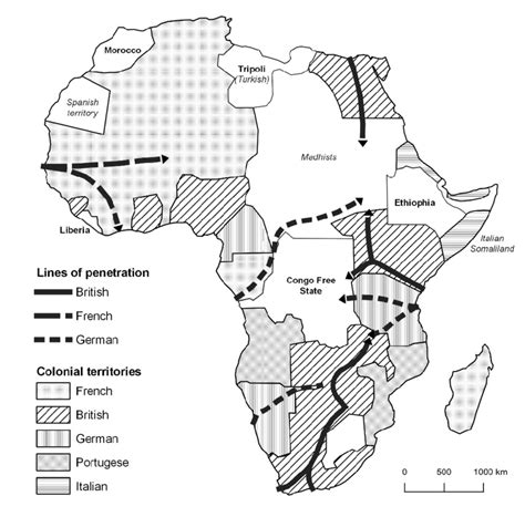 Stylized Map Of Corridors As Lines Of Penetration In The 19th Century