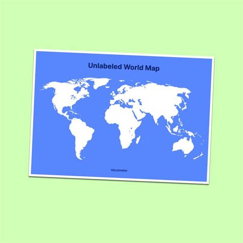 A Blue And White World Map With The Words Unlabled World Map On It