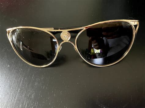 Versace Ve 2237 100287 Gold Metal Cat Eye Sunglasses Gem