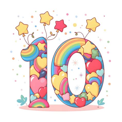 Numeric Digit 10 Vector Illustration Typography Of Number 10 With