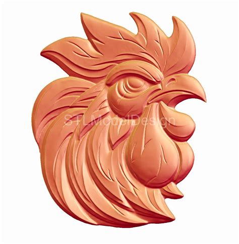 Majestic Rooster 3d Model Stl File For Cnc Carving And 3d Printing