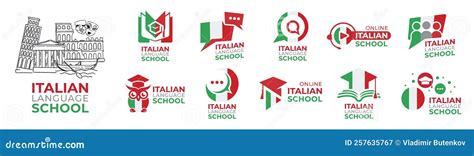 Vector Logo Of The Italian Language School Stock Vector Illustration