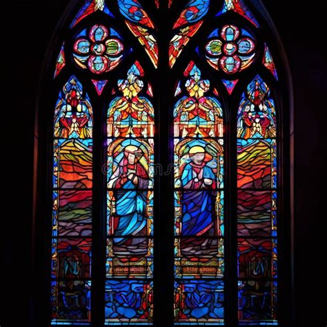 The Ai Image Generator Colorful Religious Stained Glass Window Stock