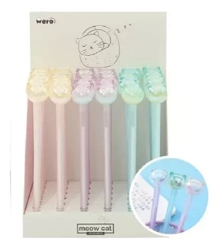 Caneta De Tinta Wero Gato Bege Verde Violeta Azul MercadoLivre