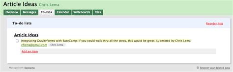 integrating gravity forms with basecamp and 210 other web services