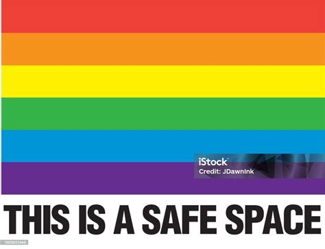 Lgbtqia This Is A Safe Space Icon Or Sign With Pride Flag Stock