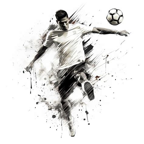 Un Boceto En Blanco Y Negro Es De Un Jugador De Fútbol Pateando Una