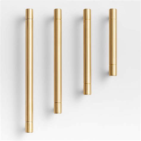 Modern Flat End Brushed Brass Cabinet Drawer Bar Pulls Crate And Barrel