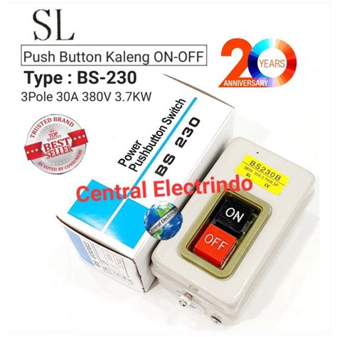 Jual Push Button On Off BS 230B 3Pole 30A 380V 3 7KW SL Shopee Indonesia
