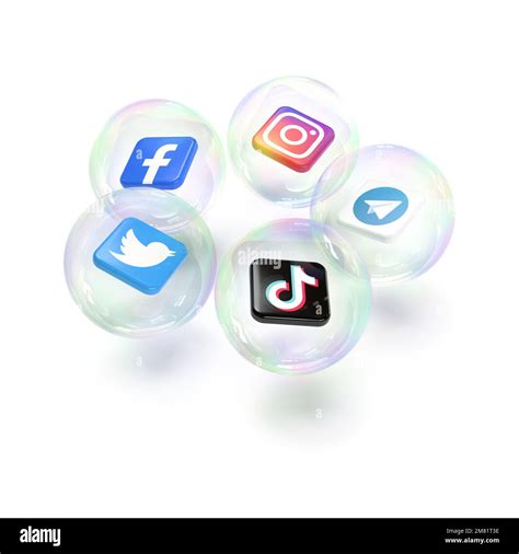 Concept De Bulle Des Médias Sociaux Logos Dapplication Des