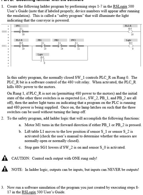 1 Create The Following Ladder Program By Performing Steps 1 7 In The Rslogix 500 Users Guide
