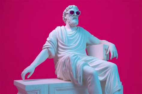 Premium Ai Image A White Statue Of Plato In A Cool Pose Wearing