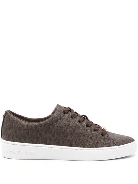 Michael Michael Kors Keaton Logo Print Sneakers Brown Farfetch