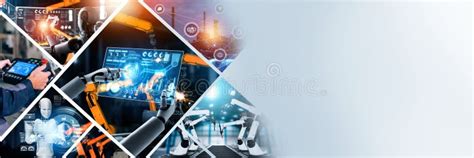 Automated Ai Industry Robot And Robotic Arms Assembly In Factory Production Nlp Stock Image