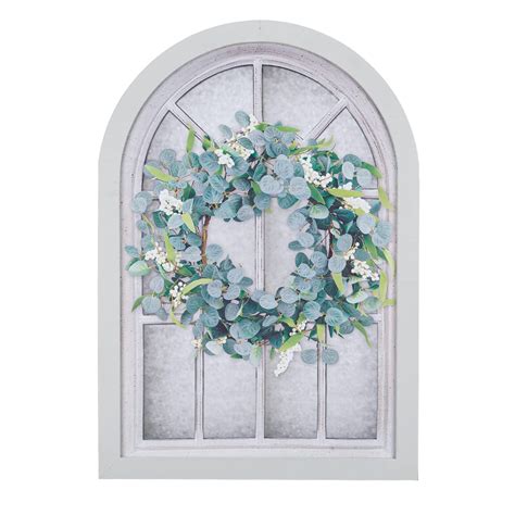 Soffee Design 18 X 26 3d Fake Window With Wreath Pattern Canvas Print Wall Decor Arch Frame
