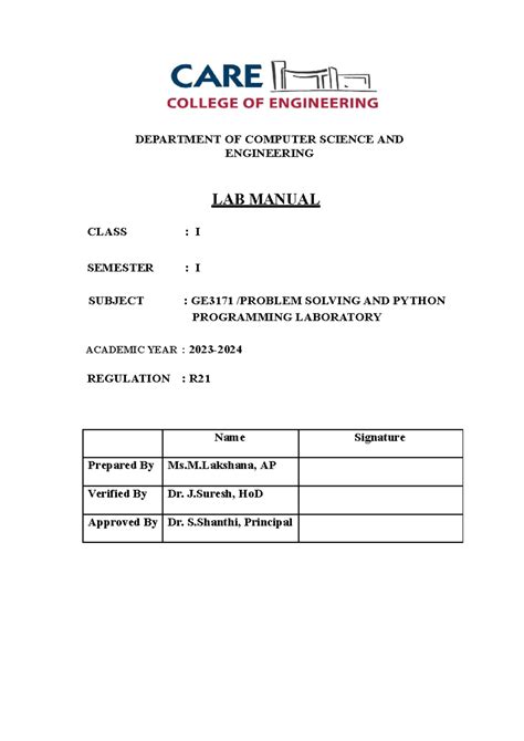 Ge3171 Python Lab Manual Department Of Computer Science And