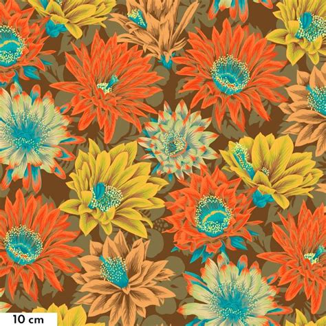 Tissu Patchwork Philip Jacobs Fleur De Cactus PJ096 Brun