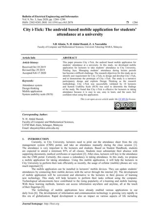City I Tick The Android Based Mobile Application For Students