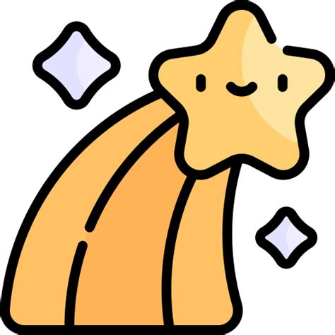 Icono De Estrella Fugaz Kawaii Lineal Color