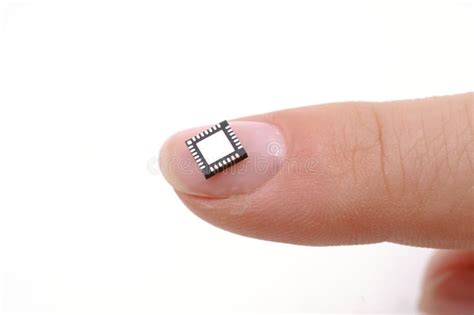 Microprocessor On Girls Fingertip Stock Photo Image Of Microchip Hand