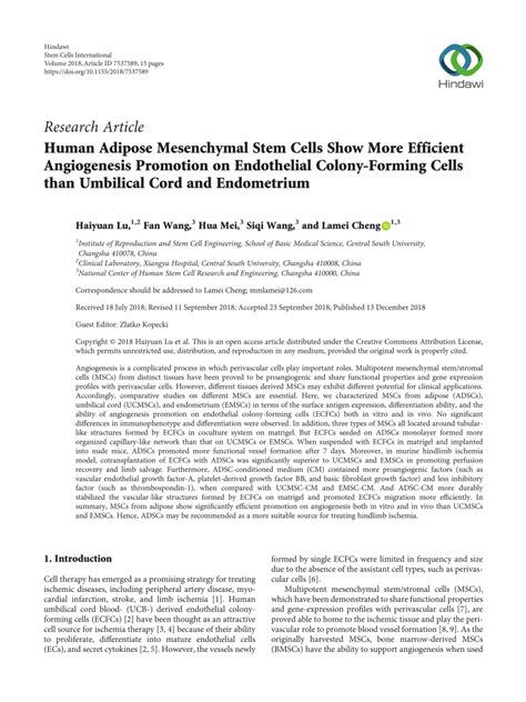 Pdf Human Adipose Mesenchymal Stem Cells Show More Efficient