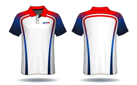 การออกแบบโปโลเสื้อยืด เสื้อกีฬาแม่แบบของ ภาพประกอบสต็อก ดาวน์โหลดรูป