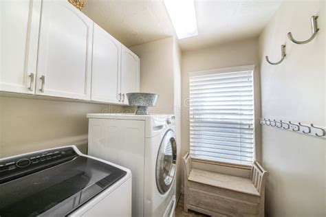 Simple Laundry Room Interior With Washing Machines Stock Image Image