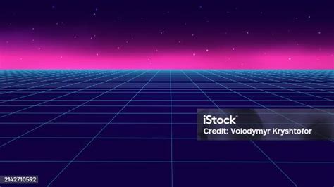 Vector Perspective Grid In Retro Style Detailed Lines On Dark