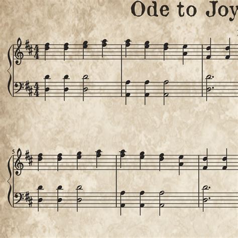 Ode To Joy Printable Vintage Sheet Music Instant Download Beethoven