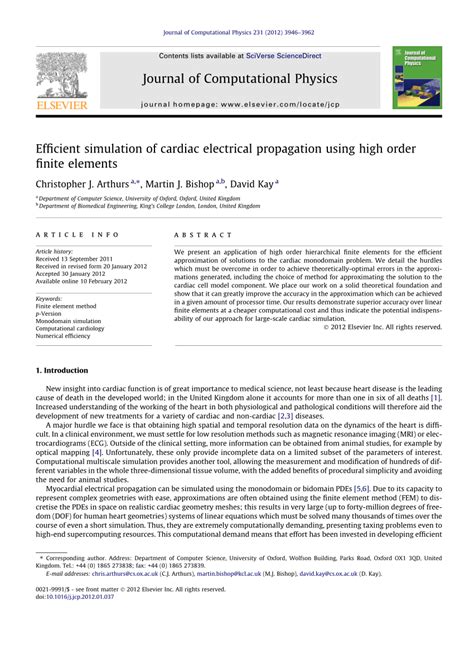 Pdf Efficient Simulation Of Cardiac Electrical Propagation Using High Order Finite Elements Ii