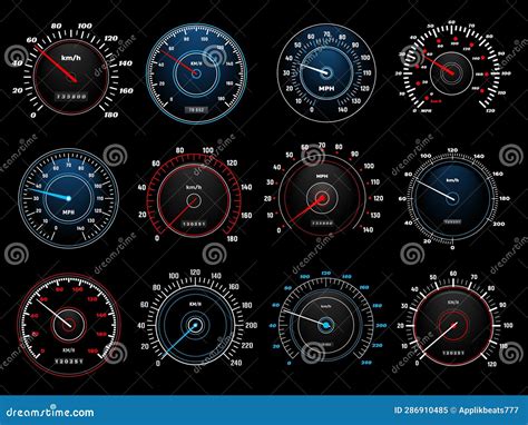 Speedometers Speed Indicators Vector Dashboard Stock Vector Illustration Of Gauge Vehicle