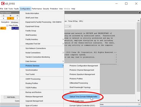 onecontrol otdr is not selectable in ne manager