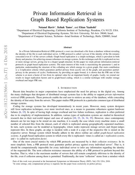 Private Information Retrieval In Graph Based Replication Systems Deepai